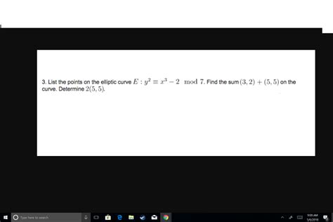 Solved List The Points On The Elliptic Curve E Y T Chegg