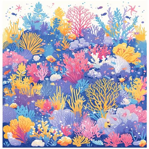 Premium Vector Malaysian Coral Reef Patterns With Vibrant Colors