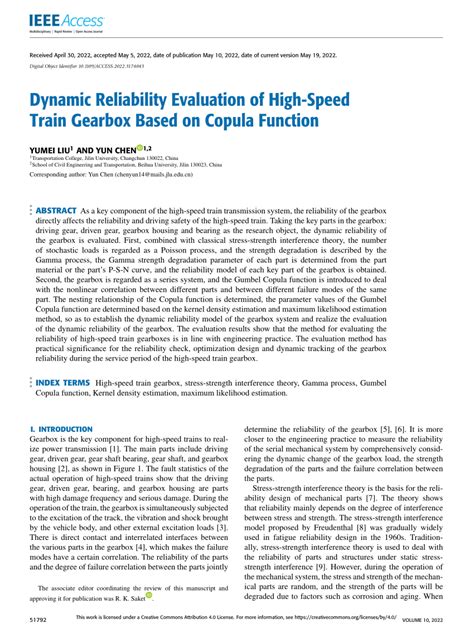 pdf dynamic reliability evaluation of high speed train gearbox based