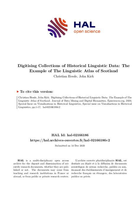 Pdf Digitising Collections Of Historical Linguistic Data The Example