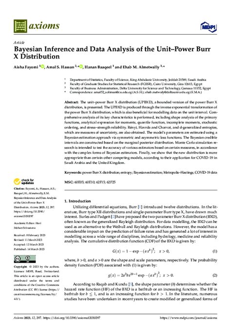 Pdf Bayesian Inference And Data Analysis Of The Unitpower Burr X Distribution