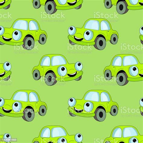 색상 배경에 귀여운 자동차와 원활한 패턴 카르투트 운송 벡터 일러스트레이션 낙서 스타일 아기 인쇄 초대장 포스터 카드 직물