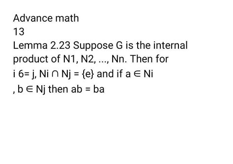 Solved Advance Math 13 Lemma 223 Suppose G Is The Internal