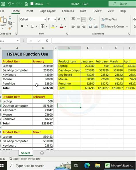 Microsoft Excel Hstack Use Youtube