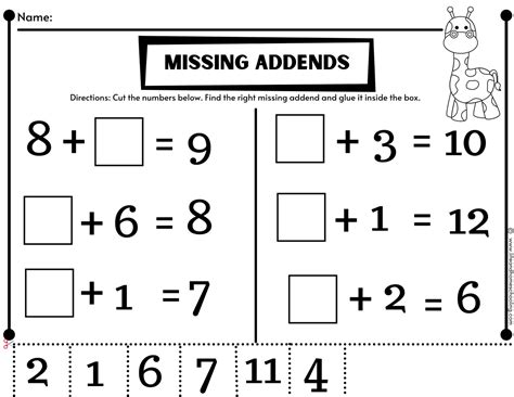 Missing Addend Worksheets Sums Of 16 To 20 A Wellspring