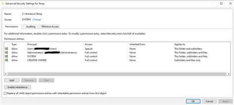 is it safe to take ownership of the windows temp folder r windows10