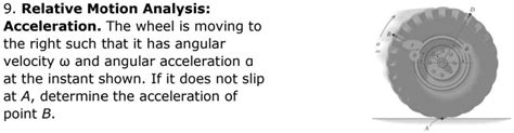 SOLVED Relative Motion Analysis Acceleration The Wheel Is Moving To The Right Such That It