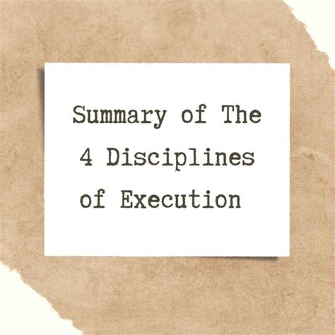 Summary Of The 4 Disciplines Of Execution