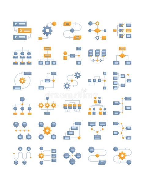 Business Work Flow Flat Icon Pack Stock Vector Illustration Of
