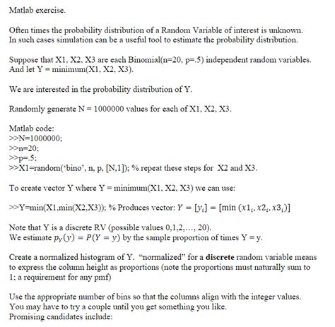 Solved Matlab Exercise Often Times The Probability Chegg