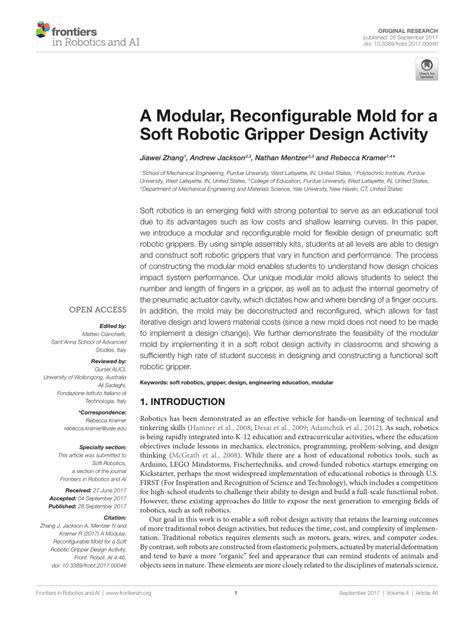 Pdf A Modular Reconfigurable Mold For A Soft Robotic Gripper Design Activity