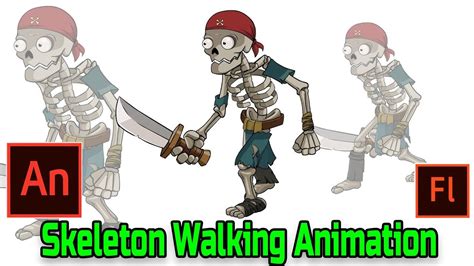 skeleton character walk cycle animation 2d walk cycle animation