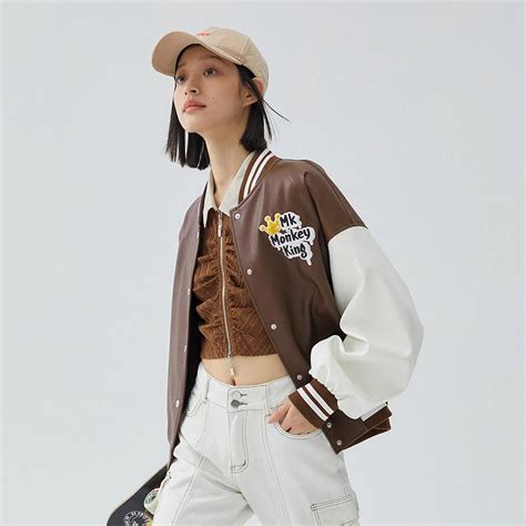 여성 아웃웨어 오버사이즈 오토바이 스타일 야구 칼라 상의 뉴 스타일 Pu 스트리트 스타일 가을 2022