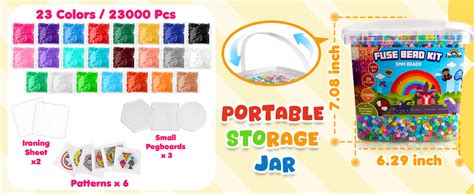 Funzbo 23000 5mm Fuse Beads Kit 23 Colors Refill Set