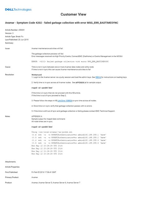 Avamar Symptom Code 4202 Failed Garbage Collection With Error Msg