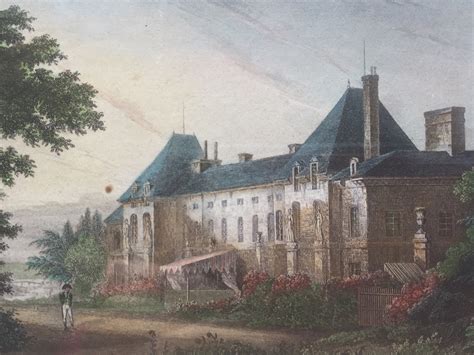 Joseph Skelton Château De La Malmaison Estampe Xixe Aquatinte Avec
