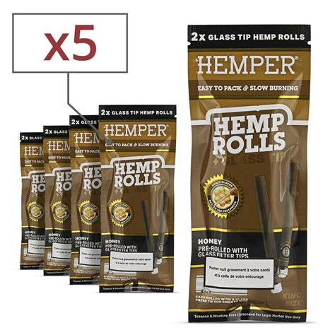 Blunt Hemper King Size Pré Roulé Filtre En Verre Miel X5 Sachets De 2