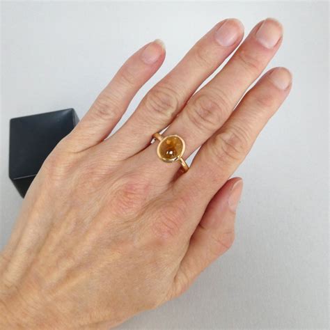 Beryl Lane Contemporary French 18ct Rose Gold Cabochon Citrine Ring