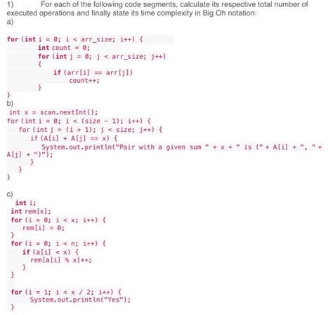 Solved For Each Of The Following Code Segments Calculate Chegg