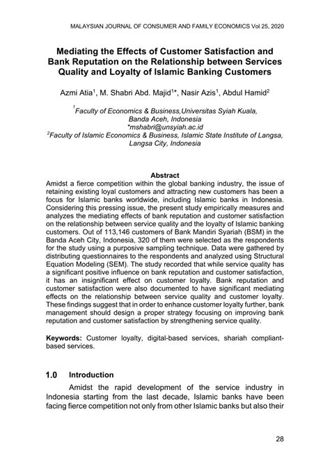 Pdf Mediating The Effects Of Customer Satisfaction And Bank Reputation On The Relationship