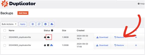 Restoring Your Backup Duplicator