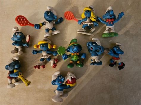 Vintage Smurfs Figures Lot Of 10 1970s 1980s Peyo Schleich Smurf Blue