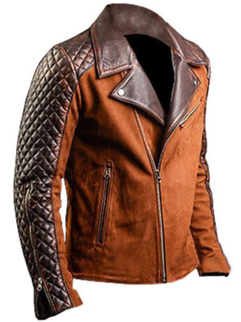 Vintage Quilted Brown Leather Biker Jacket