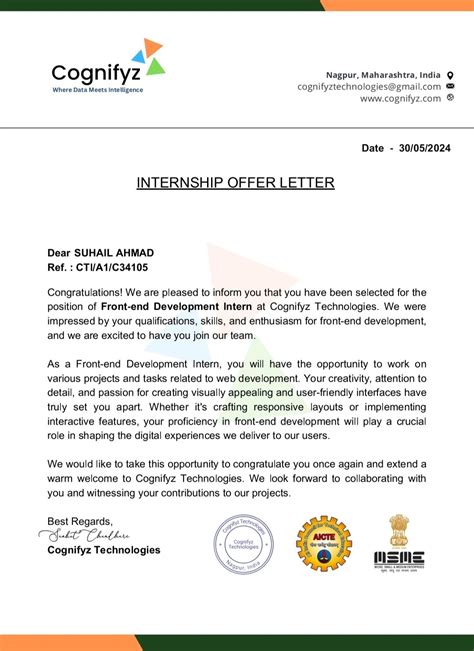 Frontenddevelopment Internship Suhail Ahmad