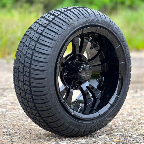 12 Vampire Black Wheels And 21535 12 Dot Golf Cart Tires