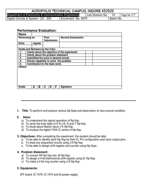 experiment 9 flip flops pdf computer engineering electricity