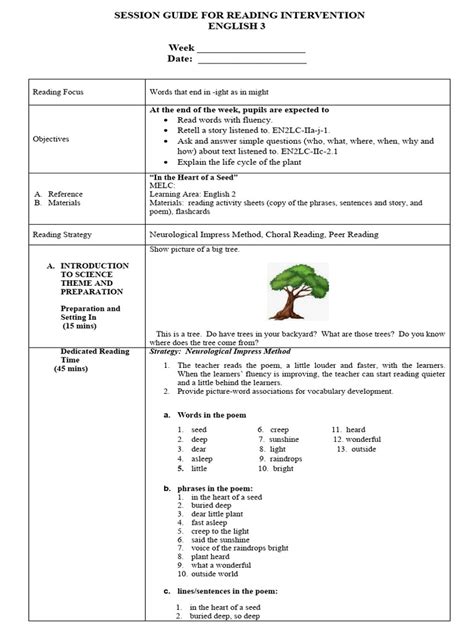 Sample Reading Intervention 2 Pdf Learning Cognition