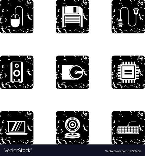 Computer Icons Set Grunge Style Royalty Free Vector Image