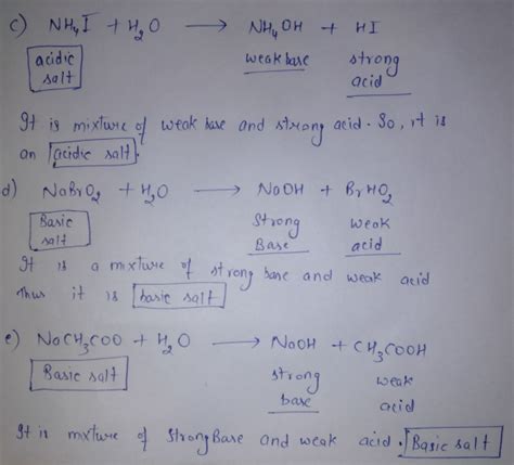 Complete The Table Below And Classify The Following Salts Acidic Basic Or Neutral And Their