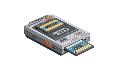 Vintage Silver Cassette Player With Cassettes Buttons And Retro