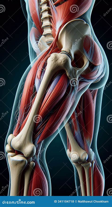 Detailed Anatomy Of Human Leg With Bones And Muscles Stock Illustration
