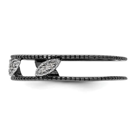 Sterling Silver Stackable Expressions Ruthenium Plated Diamond Jacket