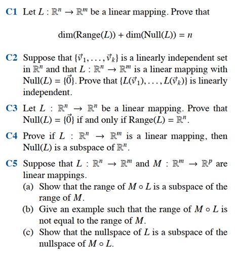 solved c1 let l r” rbe a linear mapping prove that