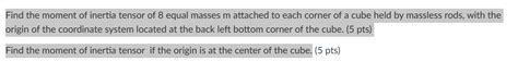 Solved Find The Moment Of Inertia Tensor Of 8 Equal Masses M Chegg Com
