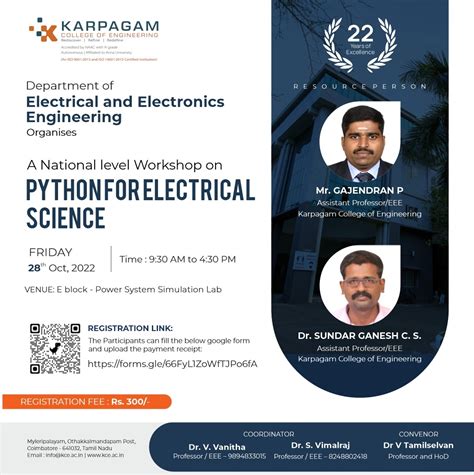 python for electrical science 2022 karpagam college of engineering