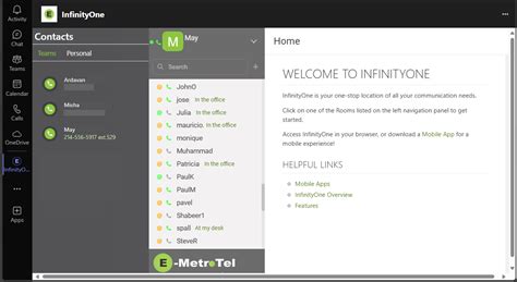 Infinityone For Teams Documentation E Metrotel