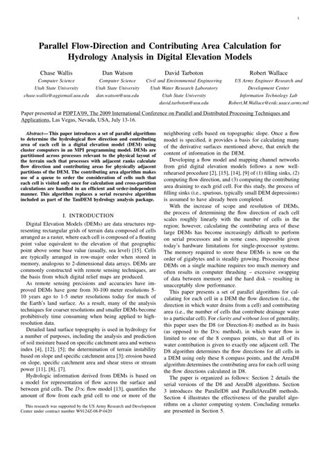 PDF Parallel Flow Direction And Contributing Area Calculation For Hydrology Analysis In