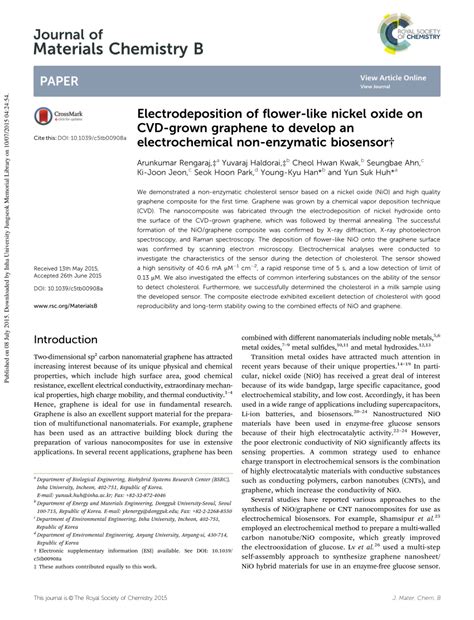 Pdf Electrodeposition Of Flower Like Nickel Oxide On Cvd Grown