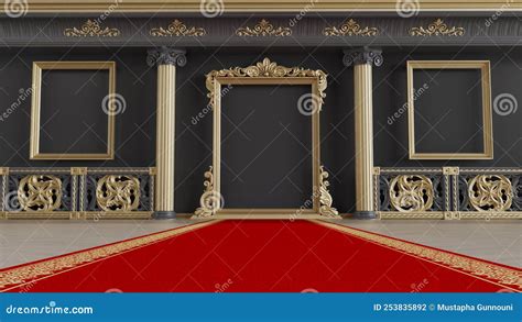 Abstract Classical Background With Golden Frame For Product Display