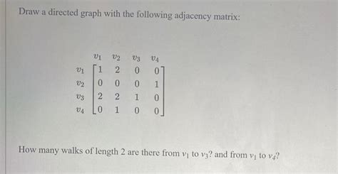 Solved Draw A Directed Graph With The Following Adjacency