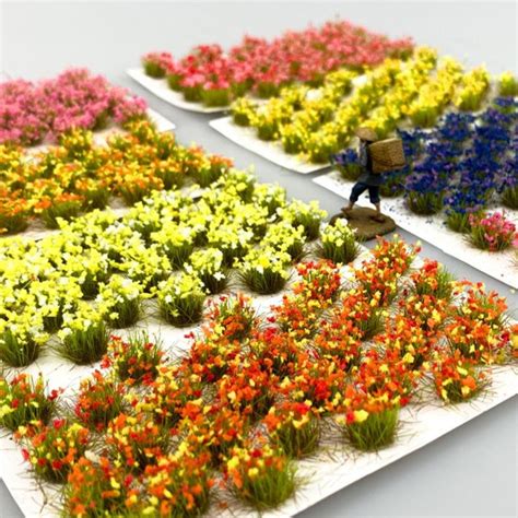32pcsbox Simulation Flowers Grass Clusters Model Miniature Plant Materials For Architecture