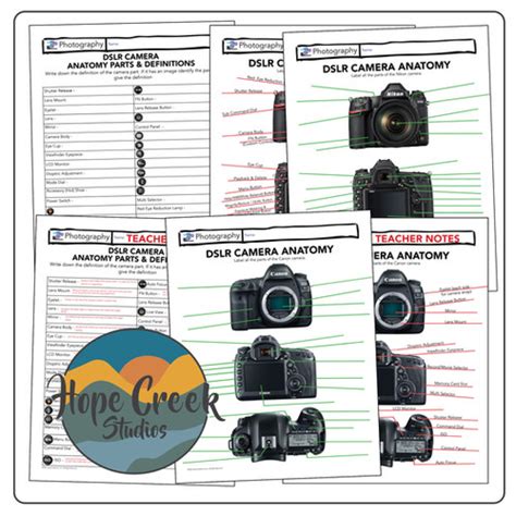 Art And Photography Dslr Camera Reference Anatomy Parts Worksheet