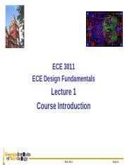 ECE 3872 Lecture 01 Introduction Pptx ECE 3011 ECE Design Fundamentals Lecture 1 Course