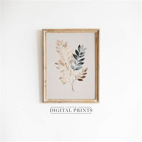 Neutral Leaf Drawing Digital Print Download Vintage Botanical Wall
