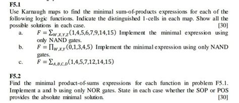 solved use karnaugh maps to find the minimal sum of products
