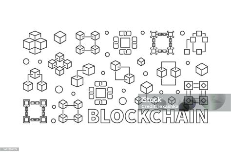 Blockchain Horizontal Illustration Vector Block Chain Banner Stock Illustration Download Image